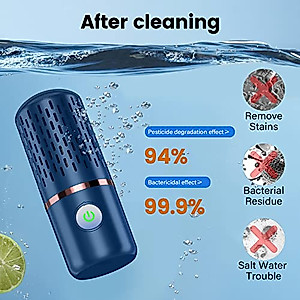 Fruit and Vegetable Washing Machine, Fruit and Vegetable Cleaner Device, Kitchen Gadget Food Purifier for Deep Cleaning Fruits, Vegetables, Rice, Meat and Tableware (Blue)