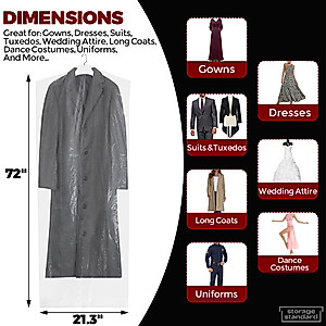 60-Pack Extra Long Dry Cleaning Bags for Clothes 72-Inch Long - Clear Plastic Garment Bags for Hanging Clothes, Dry Cleaner Plastic Clothing Cover for Suits, Gowns, Coat, Dance Costumes & Long Dresses