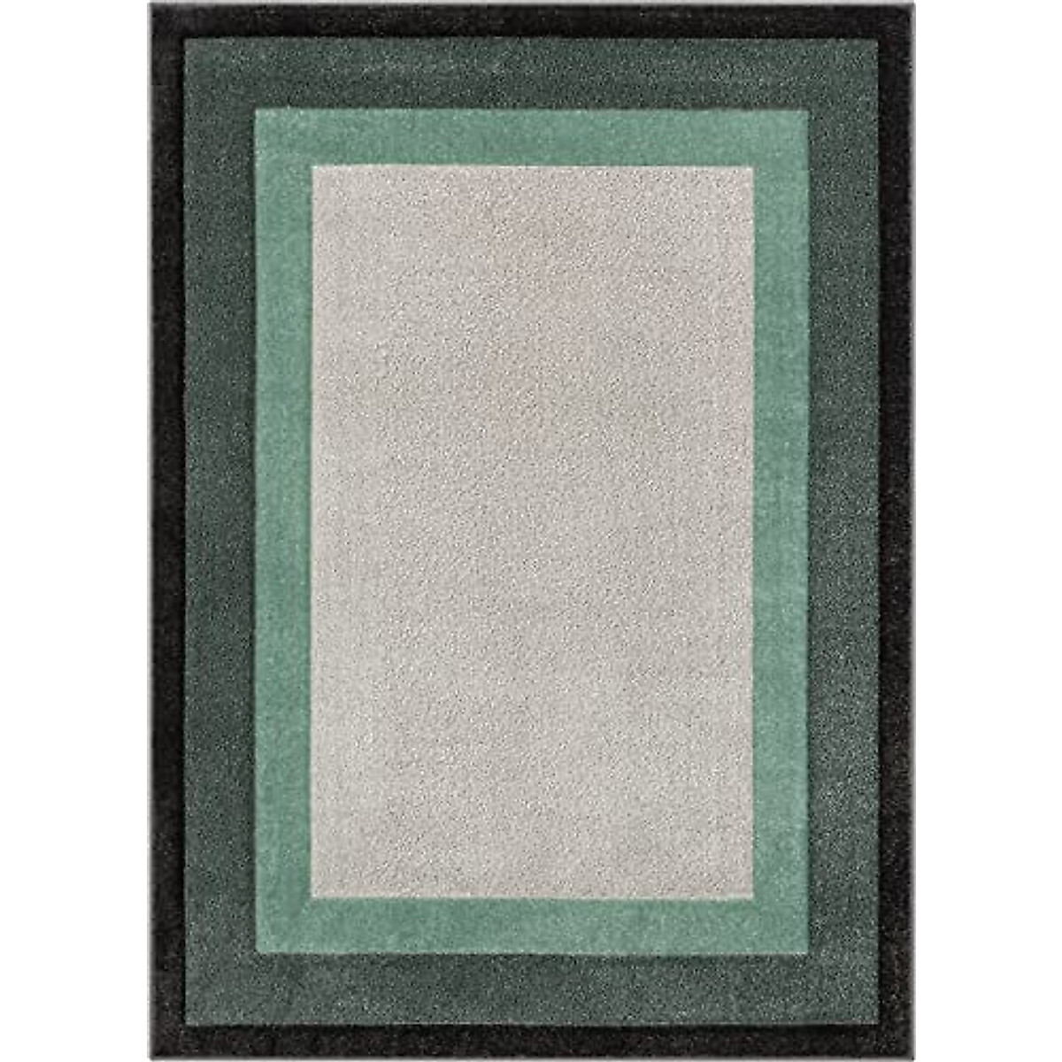 Well Woven Arian Green Solid Border Geometric Modern Area Rug 5x7 (5'3" x 7'3")