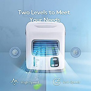Portable Air Conditioner Fan for Small Room - 3 in 1 Personal Mini Desktop AC Evaporative Air Cooler Fan w/ 12H Timer, Adjustable Wind Direction, 500ML Large Water Tank, 2 Speeds, for Office Home