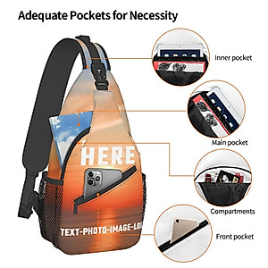 Custom Sling Bag Personalise Image Text Crossbody Shoulder Bag Travel Hiking Daypack Chest Bags For Women Men.