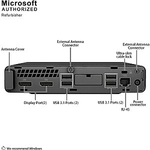 HP EliteDesk 800 G4 Mini Tiny Business PC, Intel Hexa-Core i5-8500T up to 3.5GHz, 16GB DDR4 RAM, 256GB NVMe SSD, Dual Monitor Support, WiFi, Bluetooth, HDMI, DisplayPort, Win11 Pro 64-bit (Renewed)