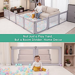 Baby Playpen, Kidirect Foldable Playpen Large Play Center Yards Play Pens for Babies, Shape & Size Adjustable Portable Infant Playpen Baby Fence Play Yard Safety Toddler Playpen
