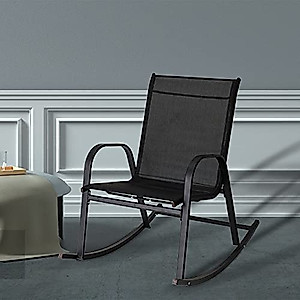 DREAMO Outdoor Patio Rocking Chair Portable Rocker Seating Metal Black