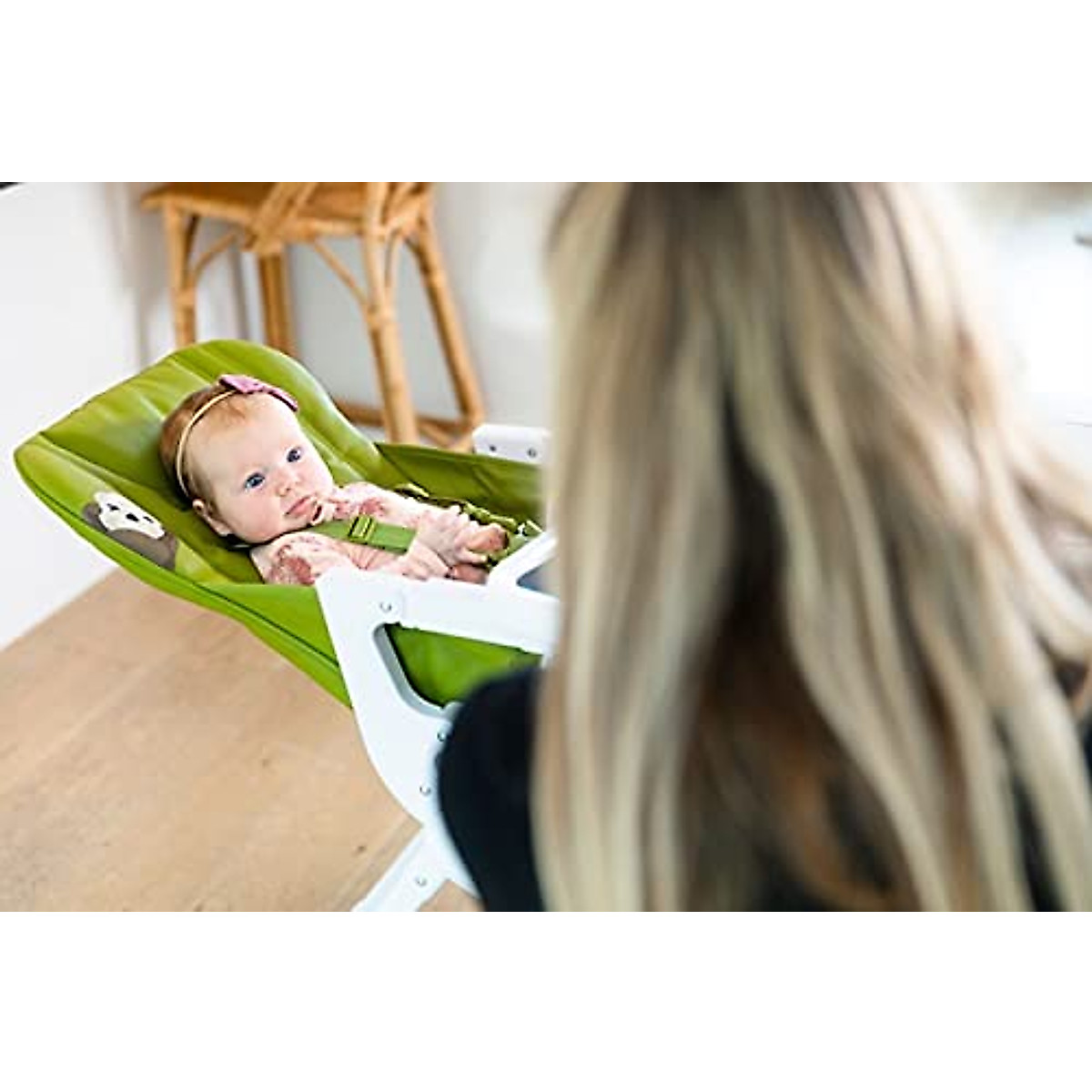 Joovy Nook NB High Chair Featuring Four-Position Adjustable Swing Open Tray, 3-Position Reclining Seat, and Front Wheels - Southern Sea Otter National Park Foundation Edition, Greenamole