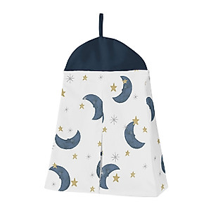 Sweet Jojo Designs Woodland Bear and Owl Baby Boy Girl Nursery Crib Bedding Set - 4 Pieces - Navy Blue, Grey, Gold and Black Celestial Moon Star Watercolor Forest