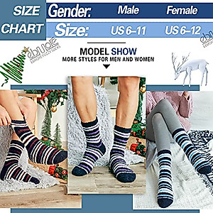 Fuzzy Socks for Men & Women Slipper Fluffy Warm Winter Non Slip Skid Thick Cozy Sleep Socks with Grips Cabin Soft Stocking Stuffers Christmas Gift Socks（Stripe 6 Pairs)