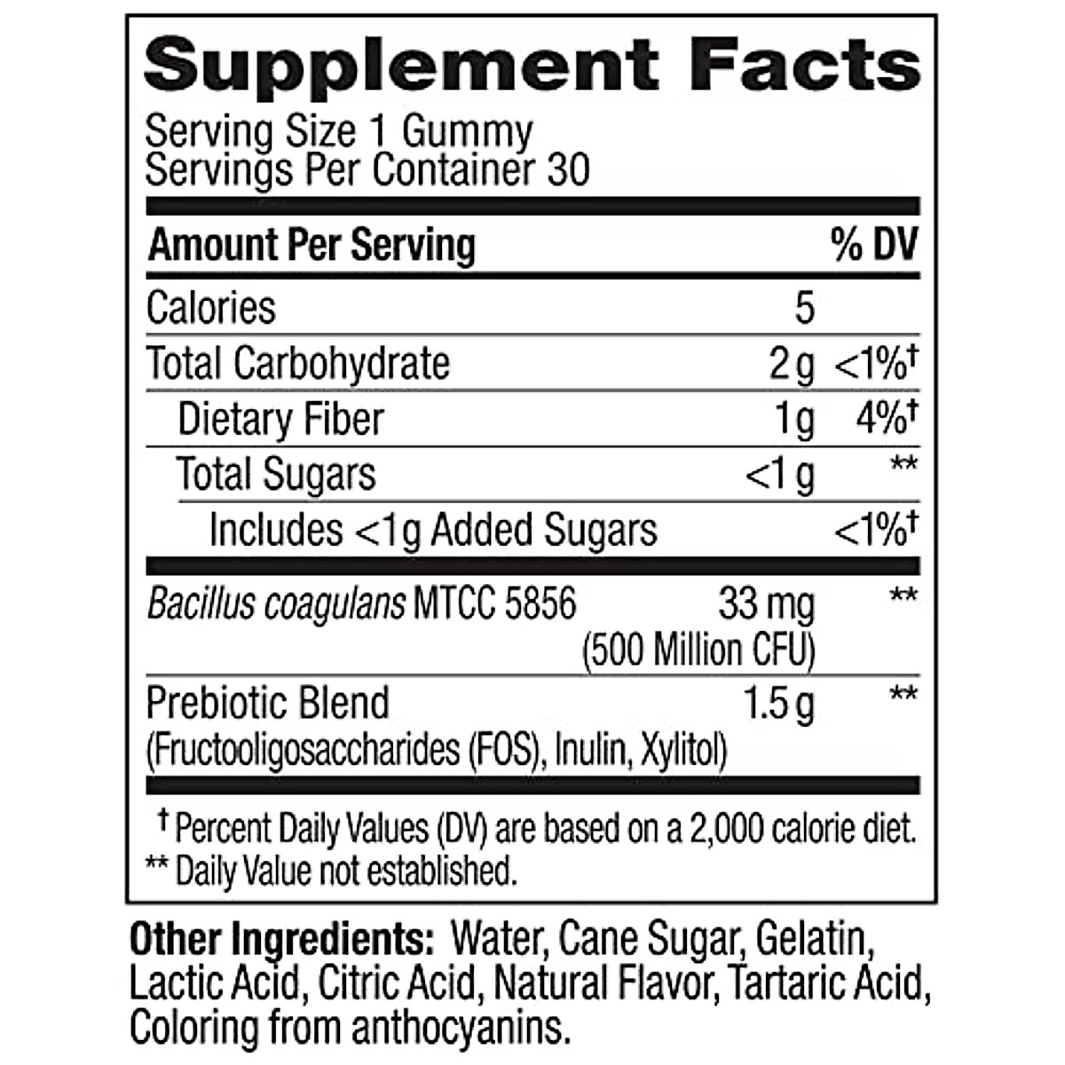 OLLY Probiotic + Prebiotic Gummy, Digestive Support and Gut Health, 500 Million CFUs, Fiber, Adult Chewable Supplement for Men and Women, Peach, 30 Day Supply - 30 Count