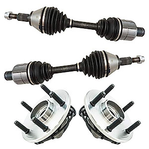 TRQ Front CV Axle Shafts & Wheel Hub Bearing Assemblies Set of 4 Compatible with 2012-2018 Ram 1500