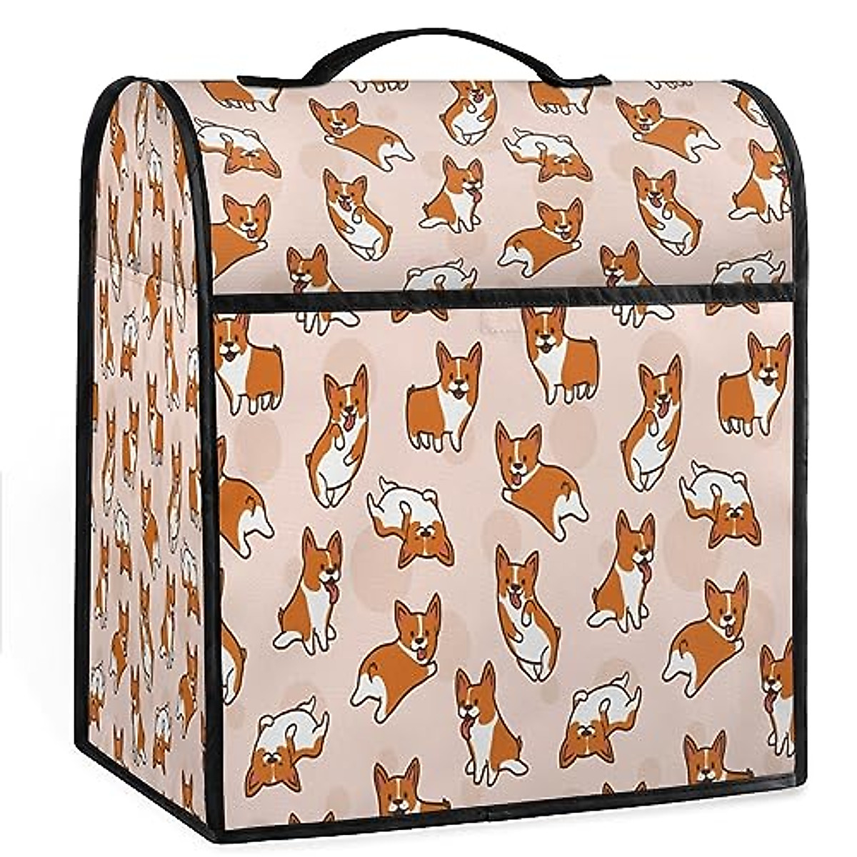 Cartoon Corgis Dog Pattern Stand Mixer Cover Foldable with Zipper and Handle Dust Cover Compatible With 6-8 Quart Kitchen Mixers Fits All Tilt Head & Bowl Lift Models