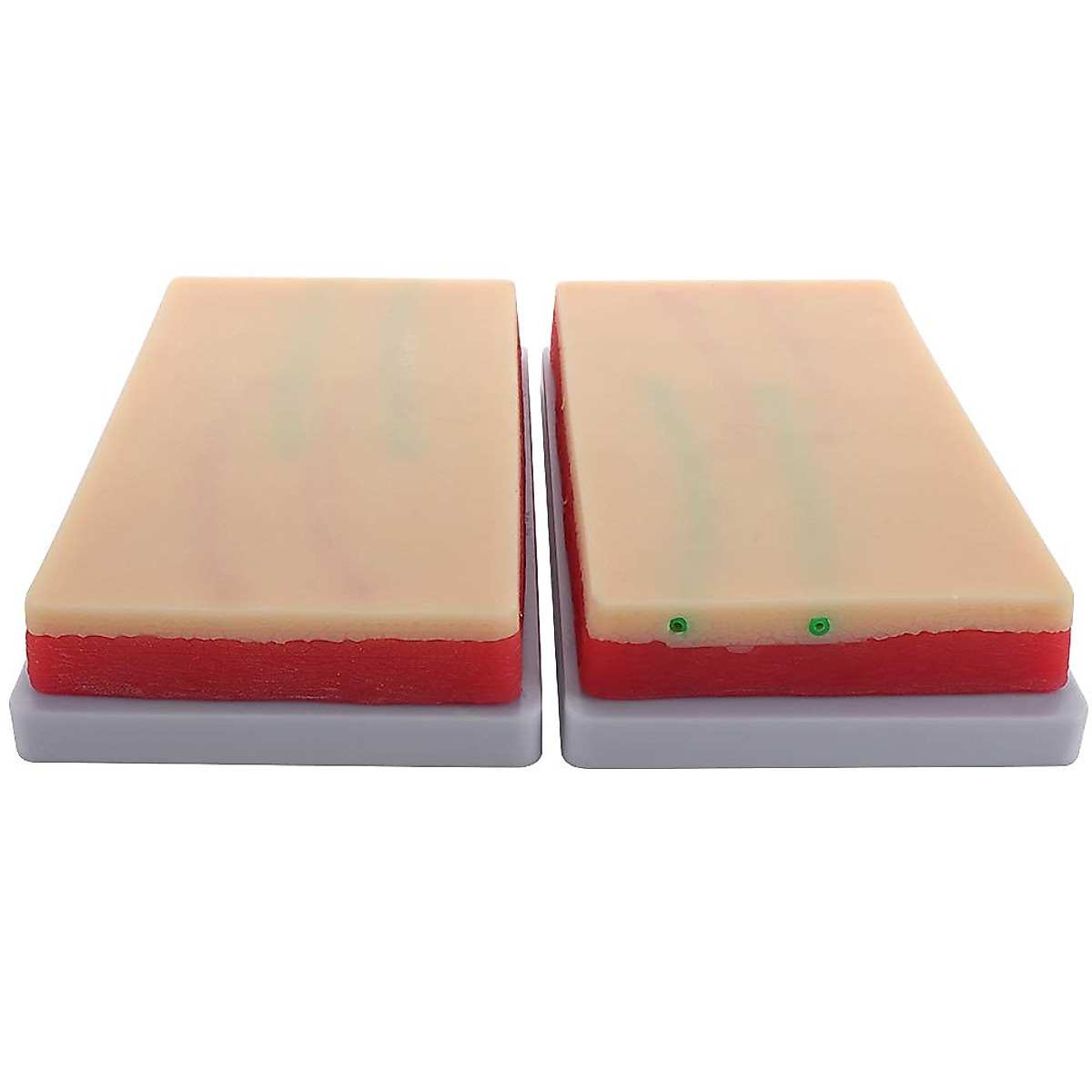 2 Pack Venipuncture IV Injection Training Pad Model, 3 Skin Layers Silicone Human Skin Suture Training Model for Nursing School, 4 Veins Imbedded(Size:7.1" x 4" x 1.1")