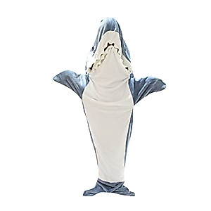 Shark Blanket Adult - Wearable Shark Blanket, Shark Blanket Hoodie, Super Soft Cozy Flannel Hoodie Shark Sleeping Bag, Shark Onesie Blanket, Gifts for Shark Lovers (67inX27.5in(L), Shark)
