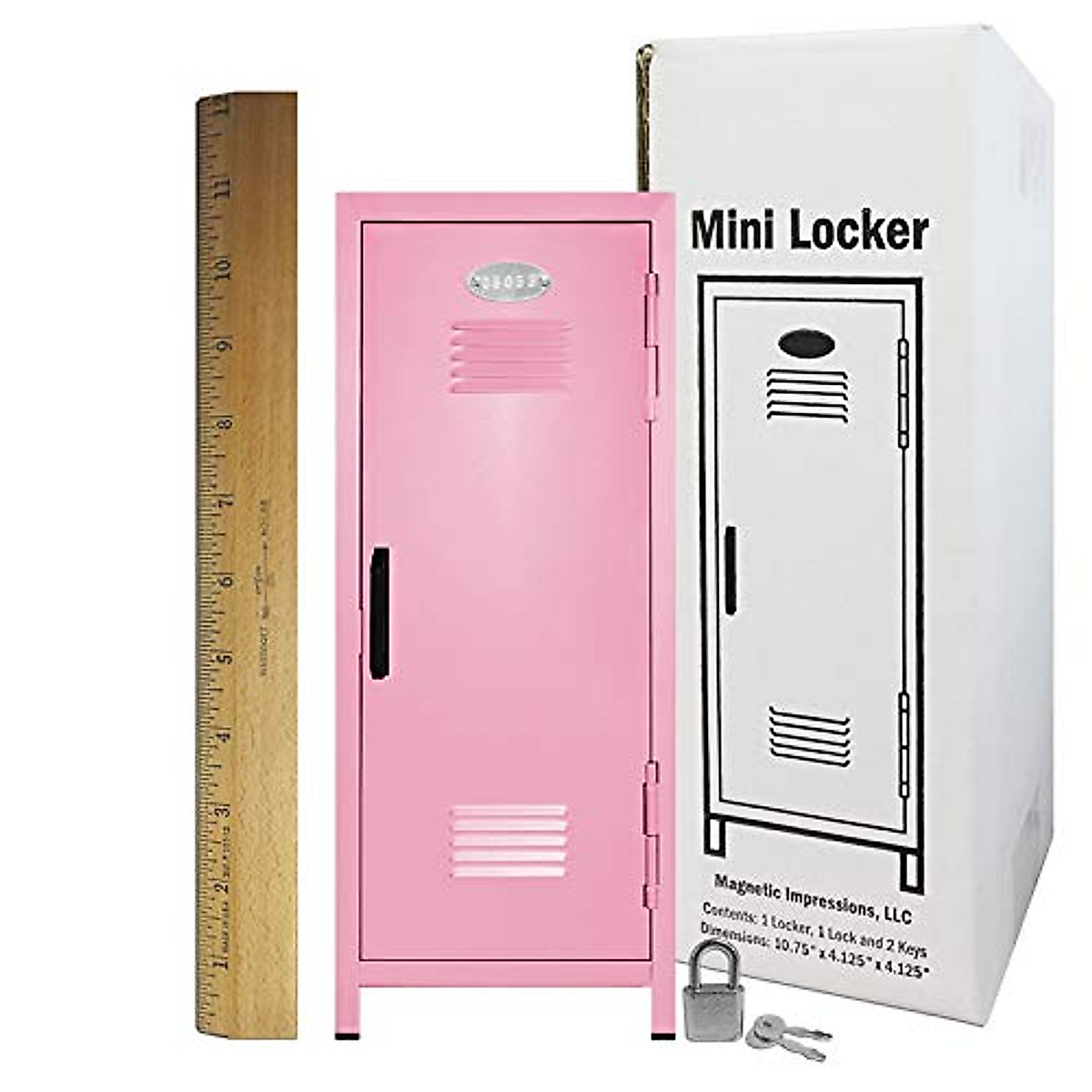Light Pink Mini Locker with Lock & Key - Secure 10.75" Storage