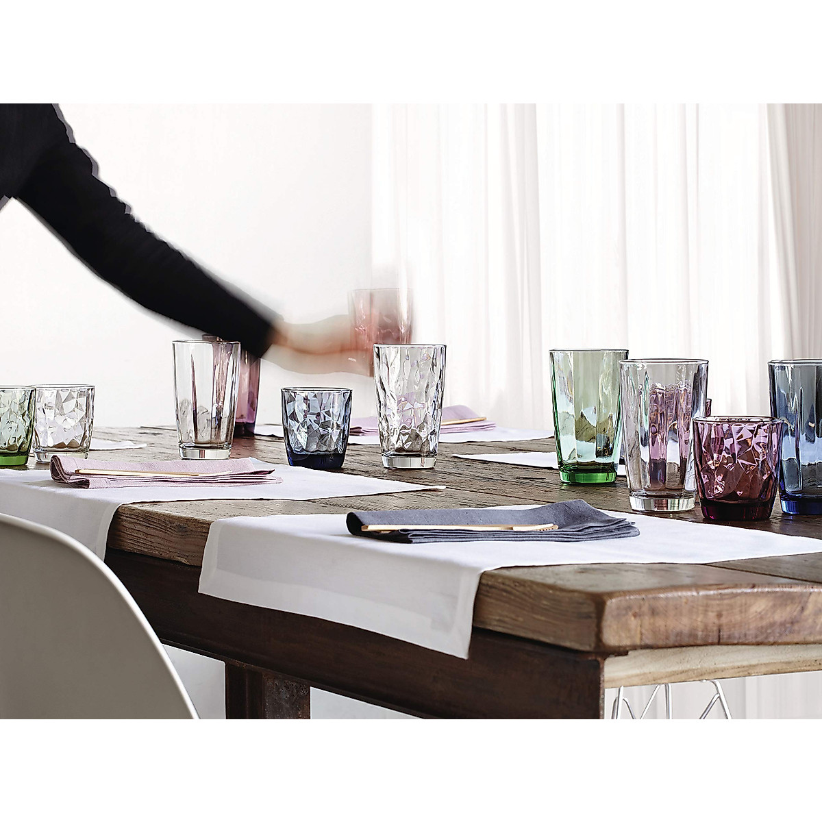 Bormioli Rocco Diamond DOF Ocean Glass, Set of 4, 4 Count (Pack of 1), Blue