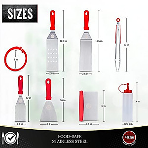 VirtuG Griddle Accessories Kit with Premium Roll-Up Bag for Blackstone and Camp Chef BBQ Accessories – Professional Spatula Accessories BBQ Grill Set – Stainless Steel Barbecue Tools for Camping