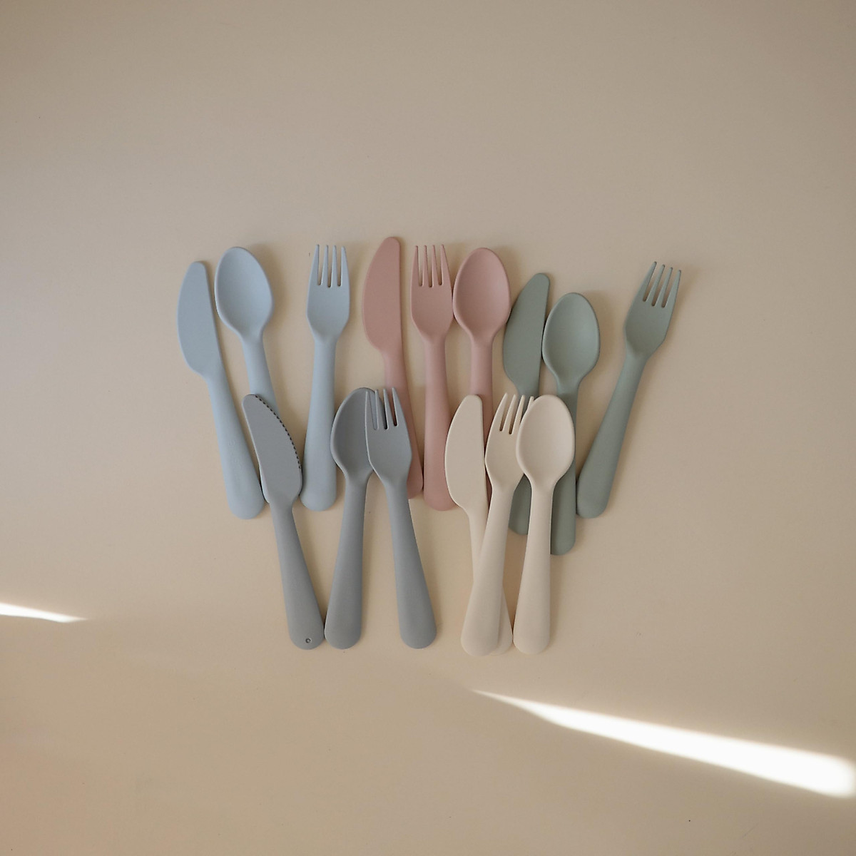 mushie Dinnerware Cutlery Set of 3 For Kids | Made in Denmark (Ivory)