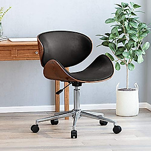 Christopher Knight Home Dawson ARMLESS Office Chair, Midnight Black + Chrome + Walnut