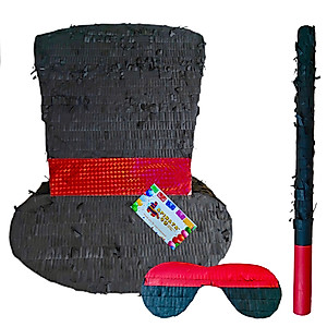 APINATA4U Magician Hat Pinata (17.5x13.4x3.5 Inch) - Elevate Your Magic Show Birthday with Las Vegas Casino Vibes - Complete Party Supplies, Includes Stick and Mask!