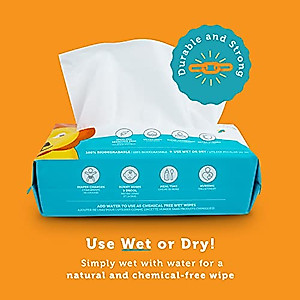 Whoopsie Wipes | Ultra-Soft - 100% Pure Cotton Dry Baby Wipes | Use Wet or Dry | Soft & Sensitive | Hypoallergenic | Extra Strong & Absorbent | Perfect for Diaper Changes, Runny Noses, Drool, Meal Time & Nursing (6-Pack)