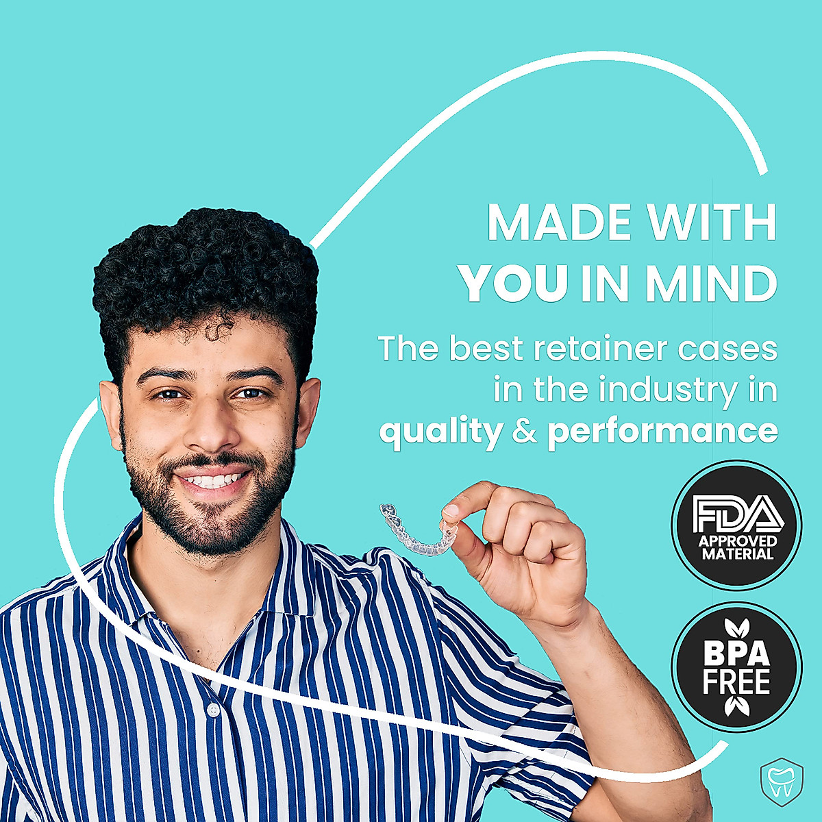 FRESH KNIGHT Retainer Case (2 Pack). Retainer Case with Vent Holes. Perfect for Denture, Mouth Guard, Aligner. (Black)