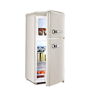 HOPDAY FLS-80G-cream Retro Compact Refrigerator, Cream