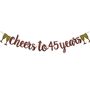 Cheers To 45 Years Banner,,Pre-Strung, Rose Gold Paper Glitter Party Decorations For 45TH Wedding Anniversary 45 Years Old 45TH Birthday Party Supplies Letters Rose Gold ZHAOFEIHN