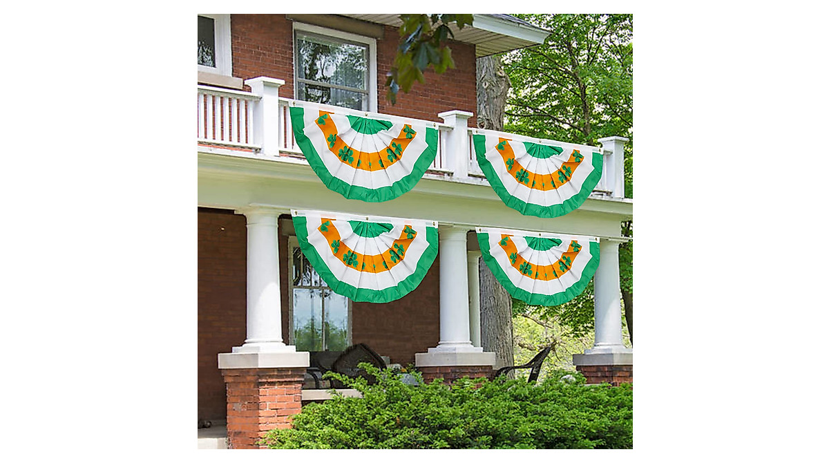 Motiloo St. Patrick's Day Ireland Fan Flags - 4-Pack Decor