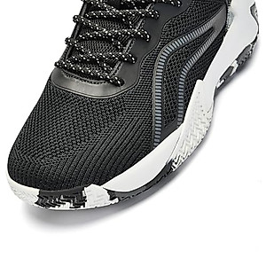 Slow Man High Top Men's Basketball Shoes Breathable Non-Slip Outdoor Running Shoes Cushioned Fitness Shoes Gym White/Black