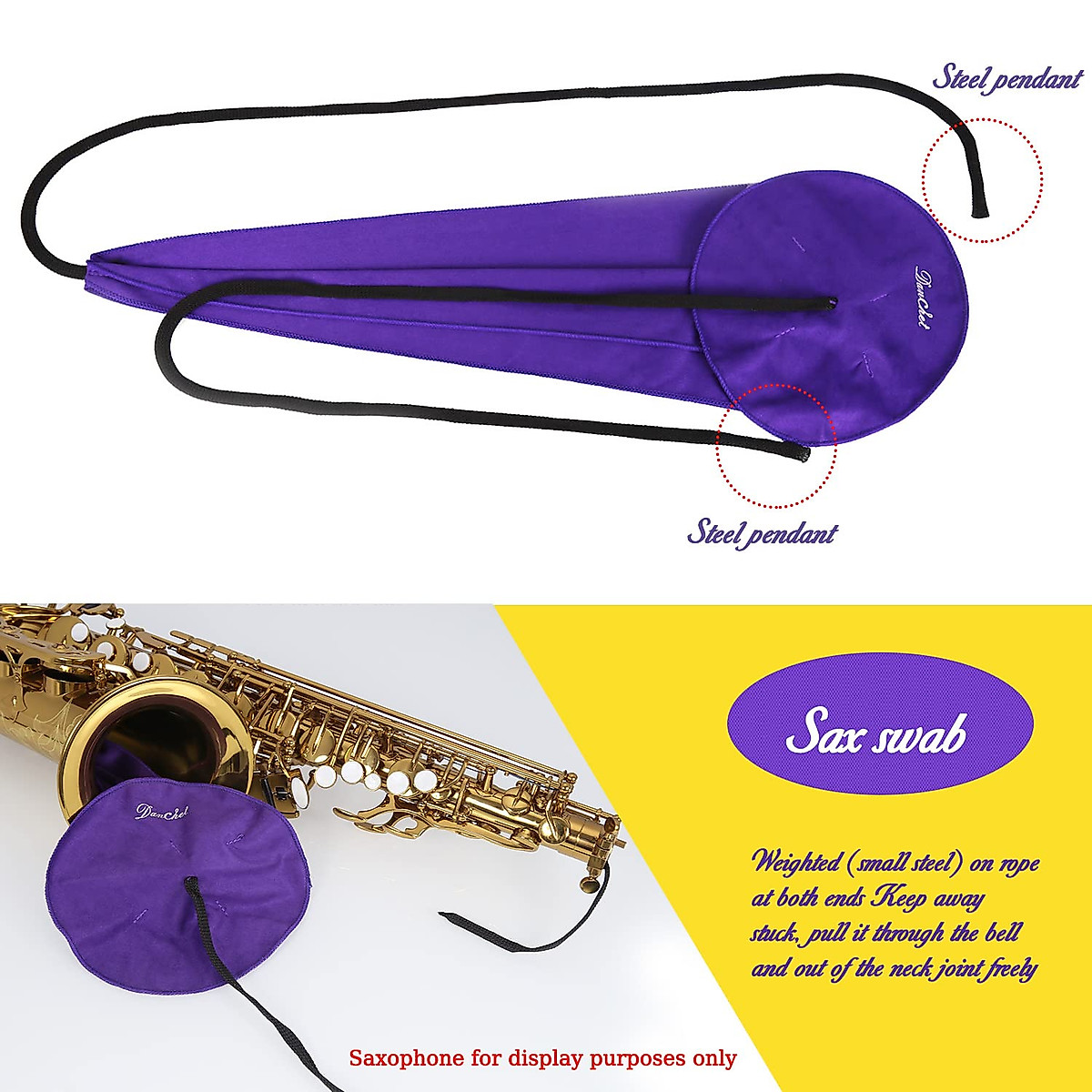 Saxophone Cleaning Kit, Alto Saxophone Maintenance Cleaning Kit with Key Oil, Cork Grease, Cotton Swabs, Cleaning Cloth, Thumb Rest, Mouthpiece Brush, Etc.