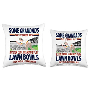 Lawn bowling & Lawn Bowls Accessories Idea For Men Idea for Grandad & Funny Mens Lawn Green Bowls Throw Pillow, 16x16, Multicolor