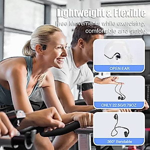 Minyaya Open Ear Headphones, Differ in Bone Conduction Headphones Wireless Bluethooth 5.3 Sport Headphones with Mic, IPX6 Waterproof Running Headset for Workouts, Cycling, Outdoor (Black)