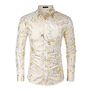 COOFANDY Men's Party Shirt Wedding Performance Valentine Tuxedo Slim Fit Shirts