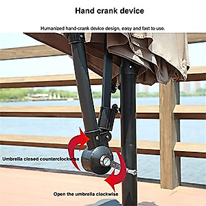 10FT LED Outdoor Patio Umbrella, Solar LED Offset Hanging Market Patio Umbrella, Solar Light Cantilever Umbrella, 8 Ribs Adjustment, for Pool, Yard, Garden,Coffee