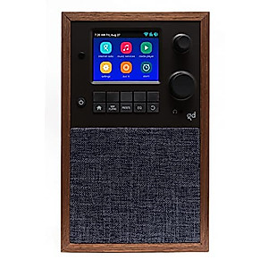 Grace Digital Mondo Alto and Stereo Speaker Bundle, Bluetooth, Wi-Fi, Internet Radio, 7-Day Alarm – Microphone Free (Walnut)