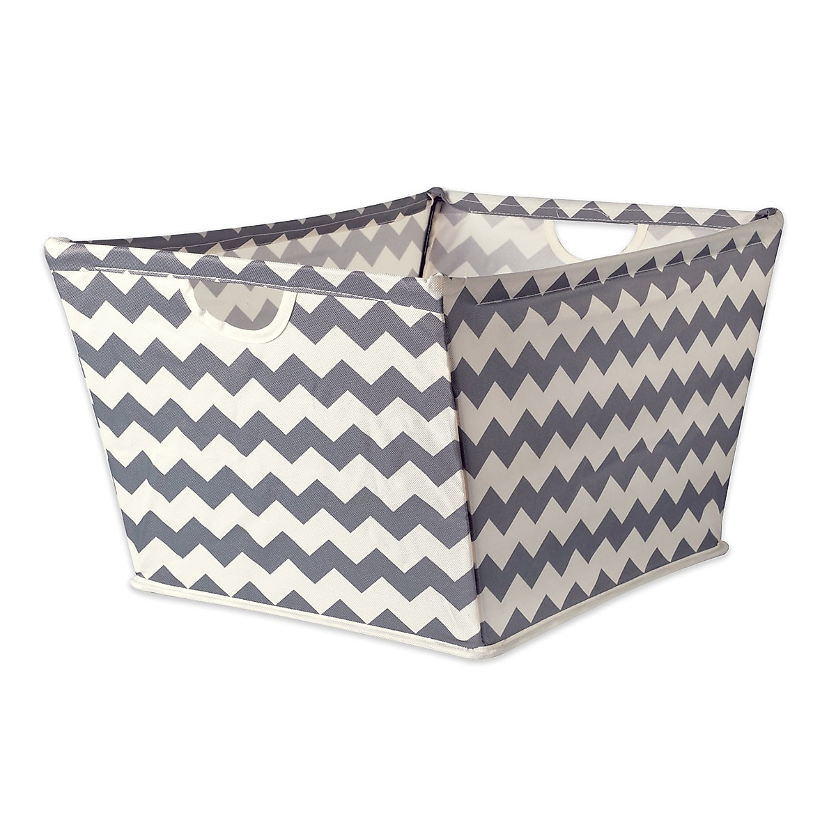 DII Collapsible Polyester Storage Bin, Trapezoid Chevron, Gray, Large