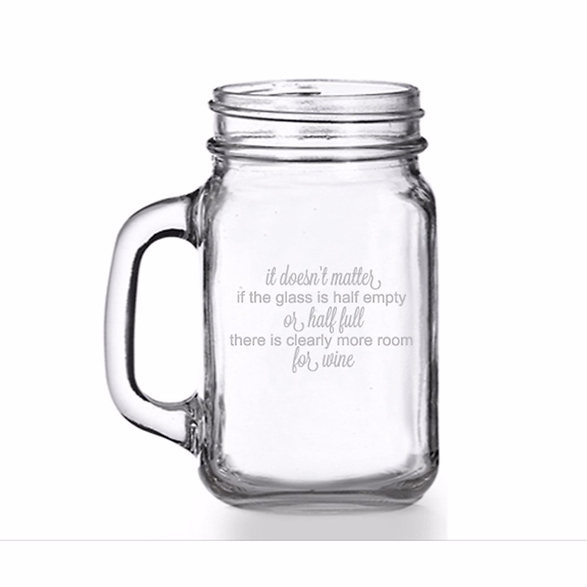 Chloe and Madison Glass Half Empty Or Full Glass Mason Jar Mug