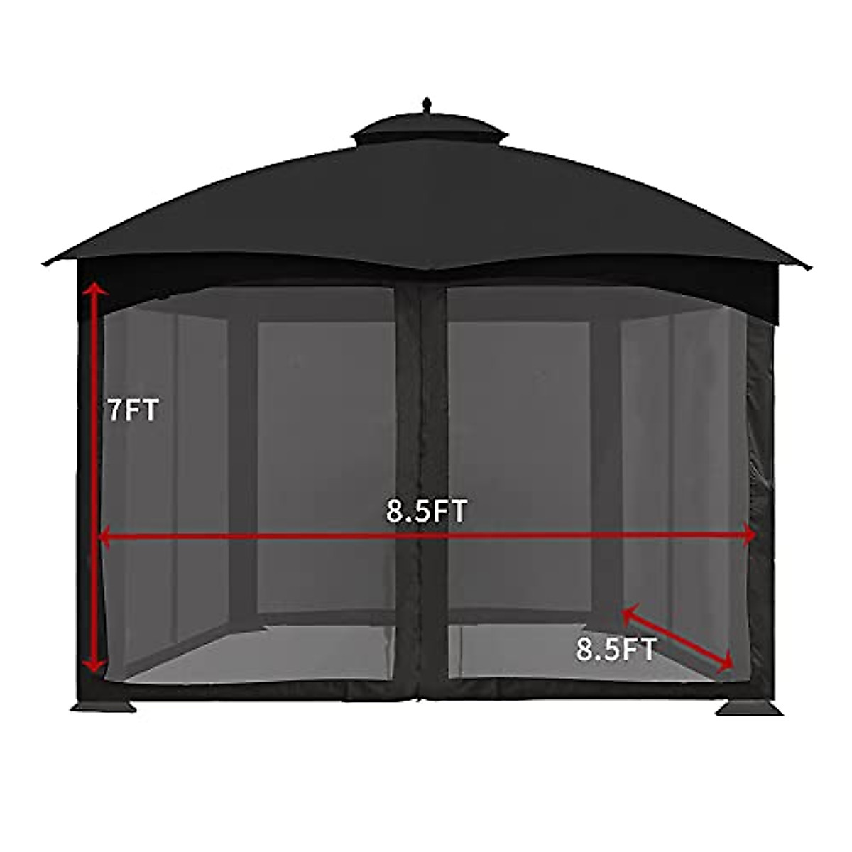 CoastShade Universal Replacement Canopy Mosquito Netting Screen Sidewalls Height 7FT for 8x8 or 10x10 or 10x12 Gazebo Canopy,Black
