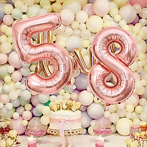 YFHVJTKO 40 Inch Number 52 Foil Balloons 52th Celebration Decorations for Happy 52th Birthday Party Wedding Bridal Shower Engagement Photo Shoot Anniversary Decoration, Number 52 Rose Gold Balloon