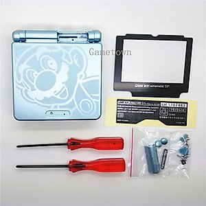 New Full Housing Shell Pack Case Cover for GBA SP Gameboy Advance SP Mario Pearl Blue