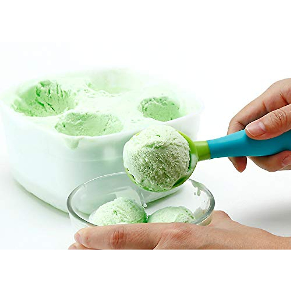 Ice Cream Scoop, 2PCS Nonstick Anti-Freeze Food grade PPR + rubber Ice Cream Scooper with the Hung Hole Design, Comfortable Handle, Dishwasher Safe,Ice Cream Scoops,