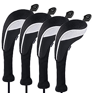Andux 3 Pack Long Neck Golf Hybrid Club Head Covers Dial No. Tag CTMT-01 Black/White