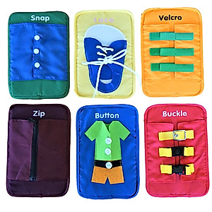 SENSORY4U Learning to Dress Busy Board Cards - Fine Motor Skills for Early Education Kids to Help Learn Basic Life Skills