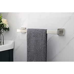 TocTen Bath Towel Rack - Square Base Thicken SUS304 Stainless Steel Towel Bar for Bathroom, Bathroom Accessories Towel Rod Heavy Duty Wall Mounted Towel Holder. (Brushed Nickel, 16)
