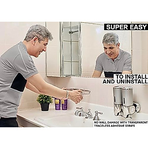 Shower Caddy Bathroom Organizer with Wall Mounted Bathroom Shower Pump Dispenser, Rustproof Stainless Steel Bathroom Shower Shelf, Shampoo and Soap Dispensers for Kitchen Bathroom Hotel, Black