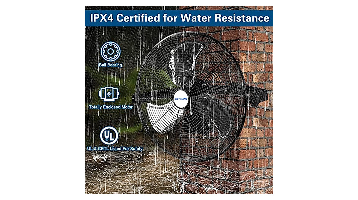 BILT HARD 3000 CFM 14 in. Outdoor Wall Mount Fan, 3-Speed Waterproof ...