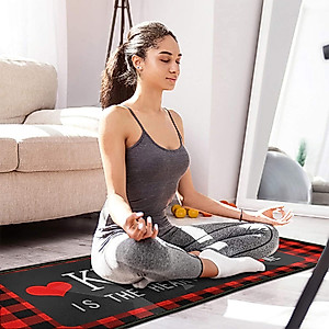 Sianseir Red and Black Buffalo Plaid Kitchen Mat Set of 2, Non Slip Washable Home Decor Kitchen Rugs and Mats for Floor Comfort Standing Mats for Kitchen, Sink, Office, Laundry 17"x47"+17"x30"