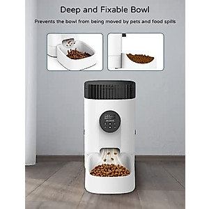 SHANDII Automatic Cat Feeder, 4L Programmable Pet Food Dispenser with Timer and Portion Control, 1-4 Meals per Day, Button-Lock Lid with Desiccant Bag, 10s Voice Recorder, BF40