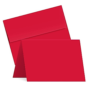 A2 Red Blank Greeting Cards and Envelopes – Great for Holidays, Christmas and 2025 New Year Greetings, Invitations and Thank You Cards | 4.25" x 5.5" (When Folded) | 25 Cards and Envelopes per Pack