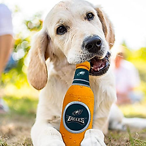 Pets First NFL Philadelphia Eagles Beer Bottle Plush Dog & CAT Squeak Toy - Cutest Stadium SODA Bottle Snack Plush Toy for Dogs & Cats with Inner Squeaker & Beautiful Football Team Name/Logo