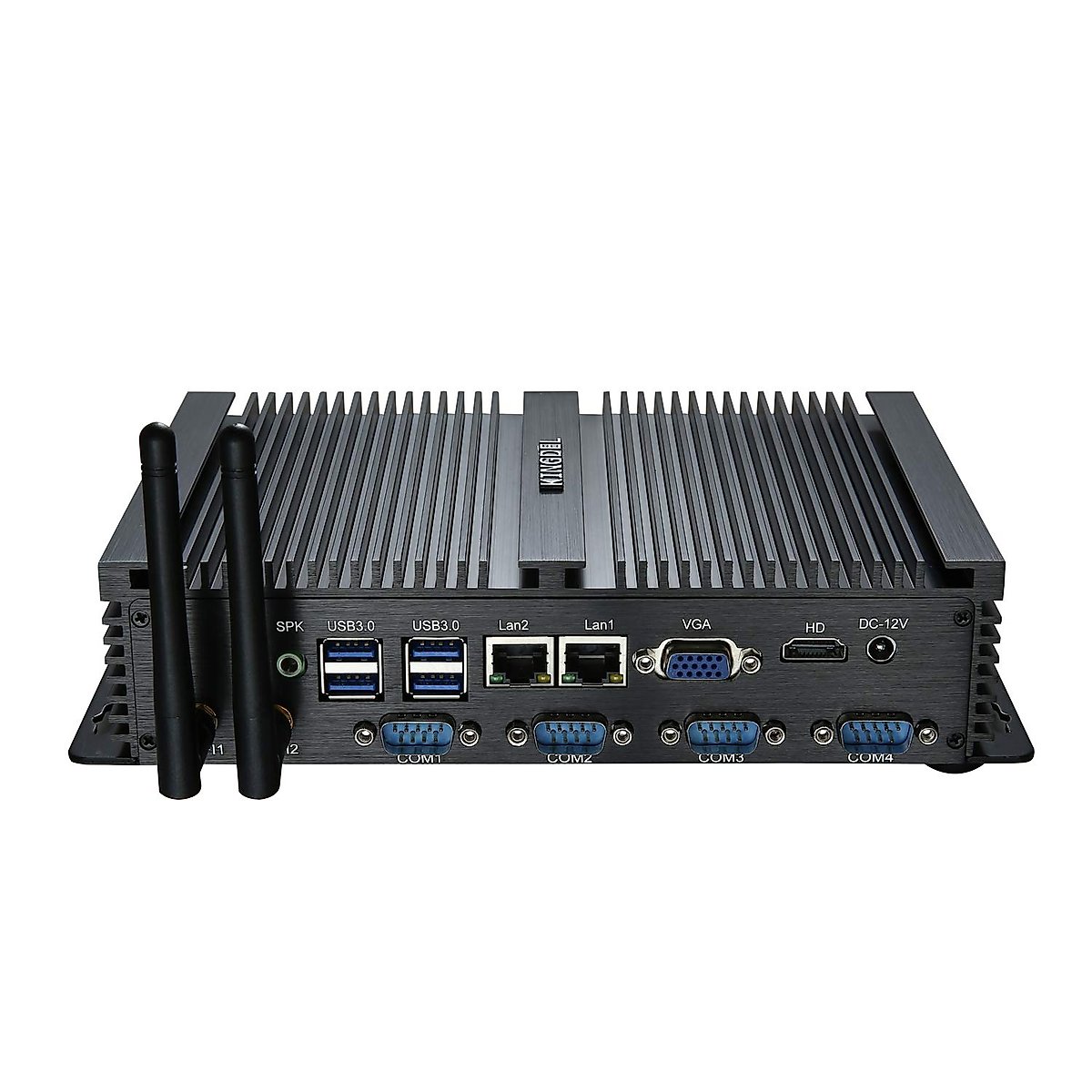 KINGDEL Powerful Mini Desktop Computer, Fanless Industrial PC, i5 Dual Core CPU, 4GB RAM, 128GB SSD, 2xNICs, 4xUSB 3.0, 4xCOM RS232, HD Port, Metal Case